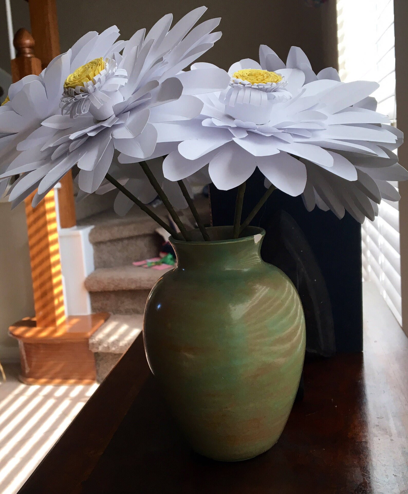Paper Flowers/white Paper Daisies /yellow Paper Center/stemmed Paper ...