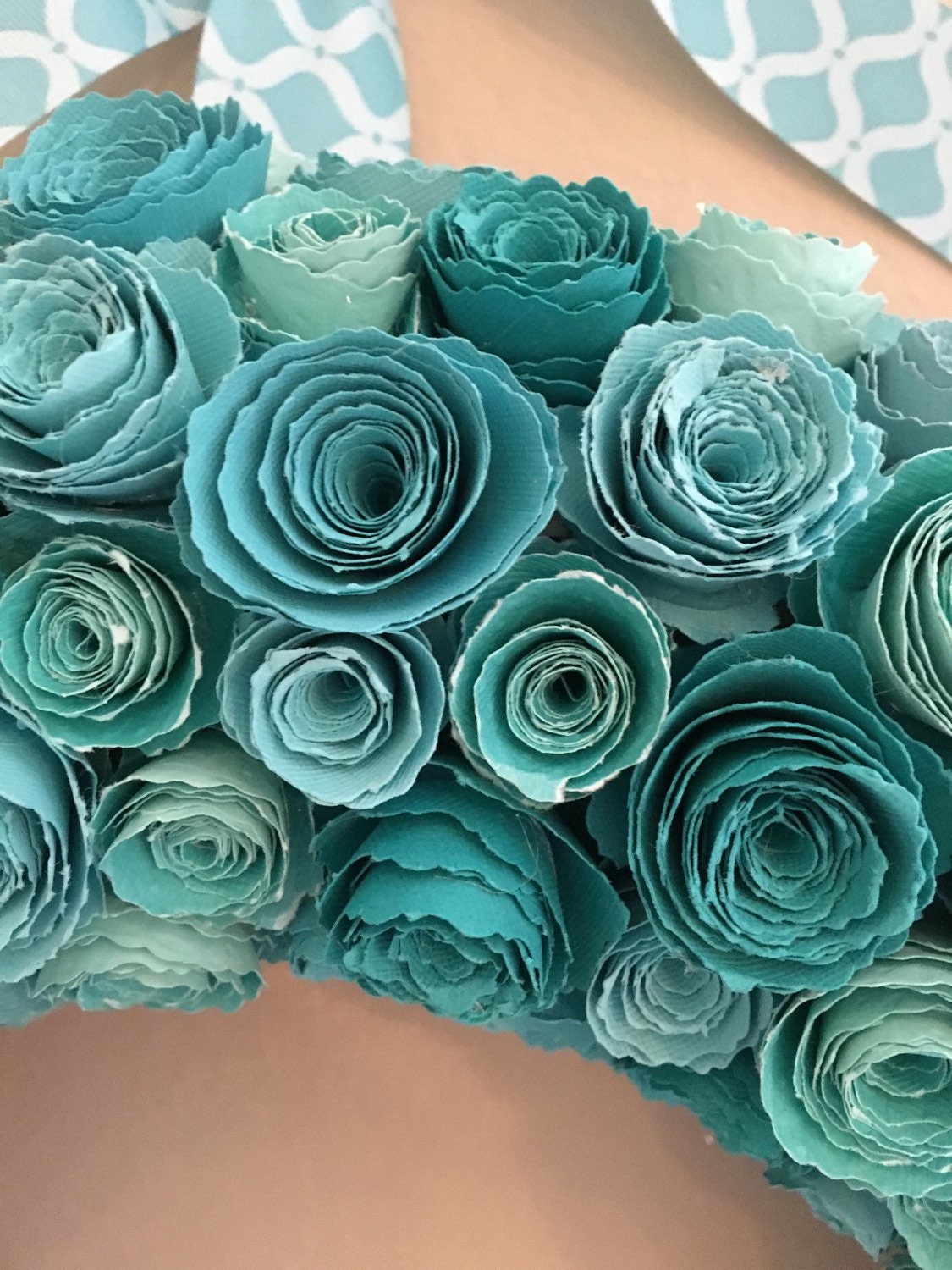 Aqua Paper Flowers/turquoise Paper Flowers/aqua and Turquoise | Etsy
