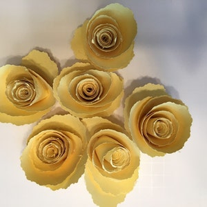 Paper Flowers/large Yellow Paper Roses- Diy/large Paper Flowers/yellow ...