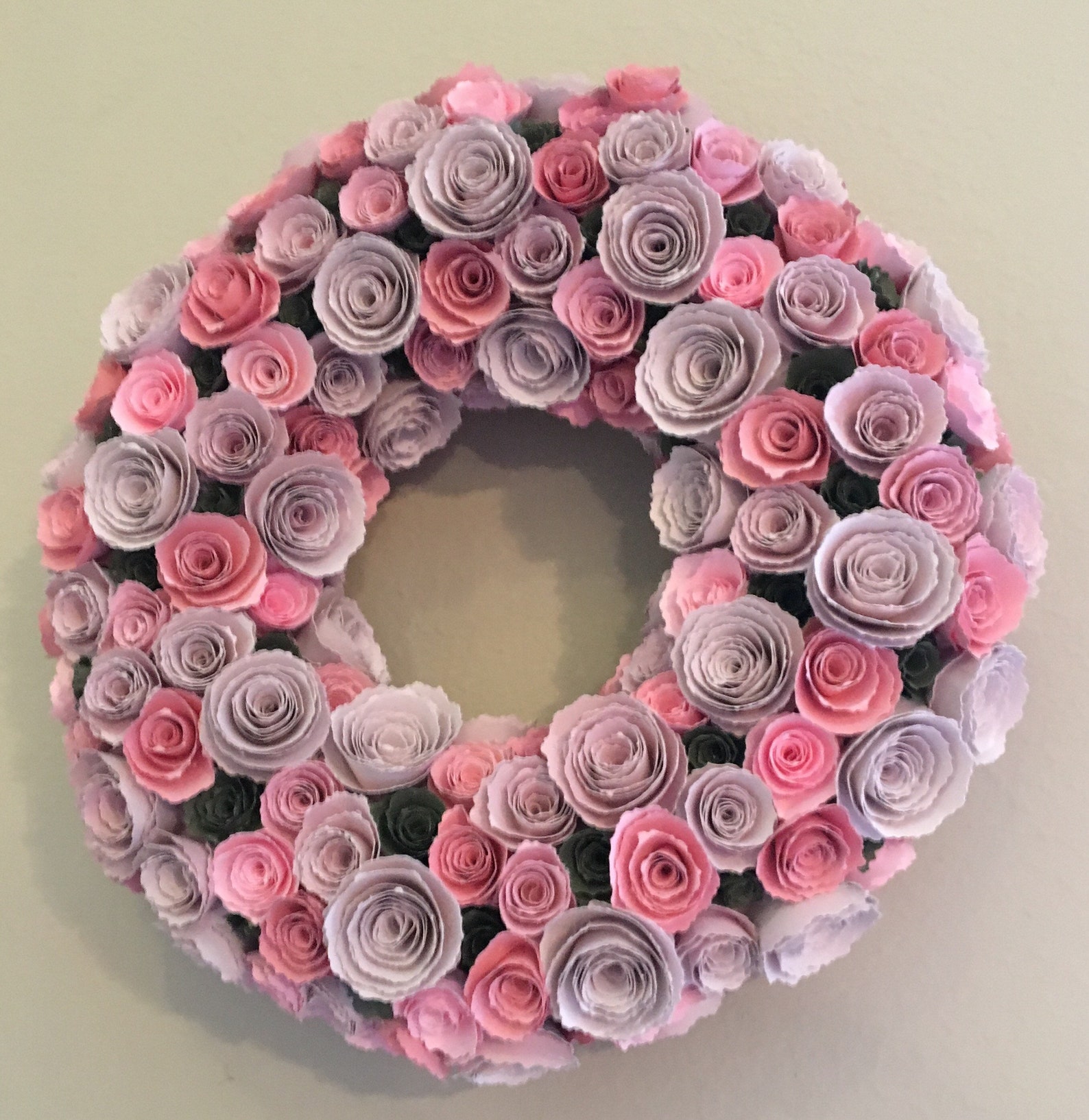 Paper Flower Wreath/rose Paper Flowers/pink Paper - Etsy