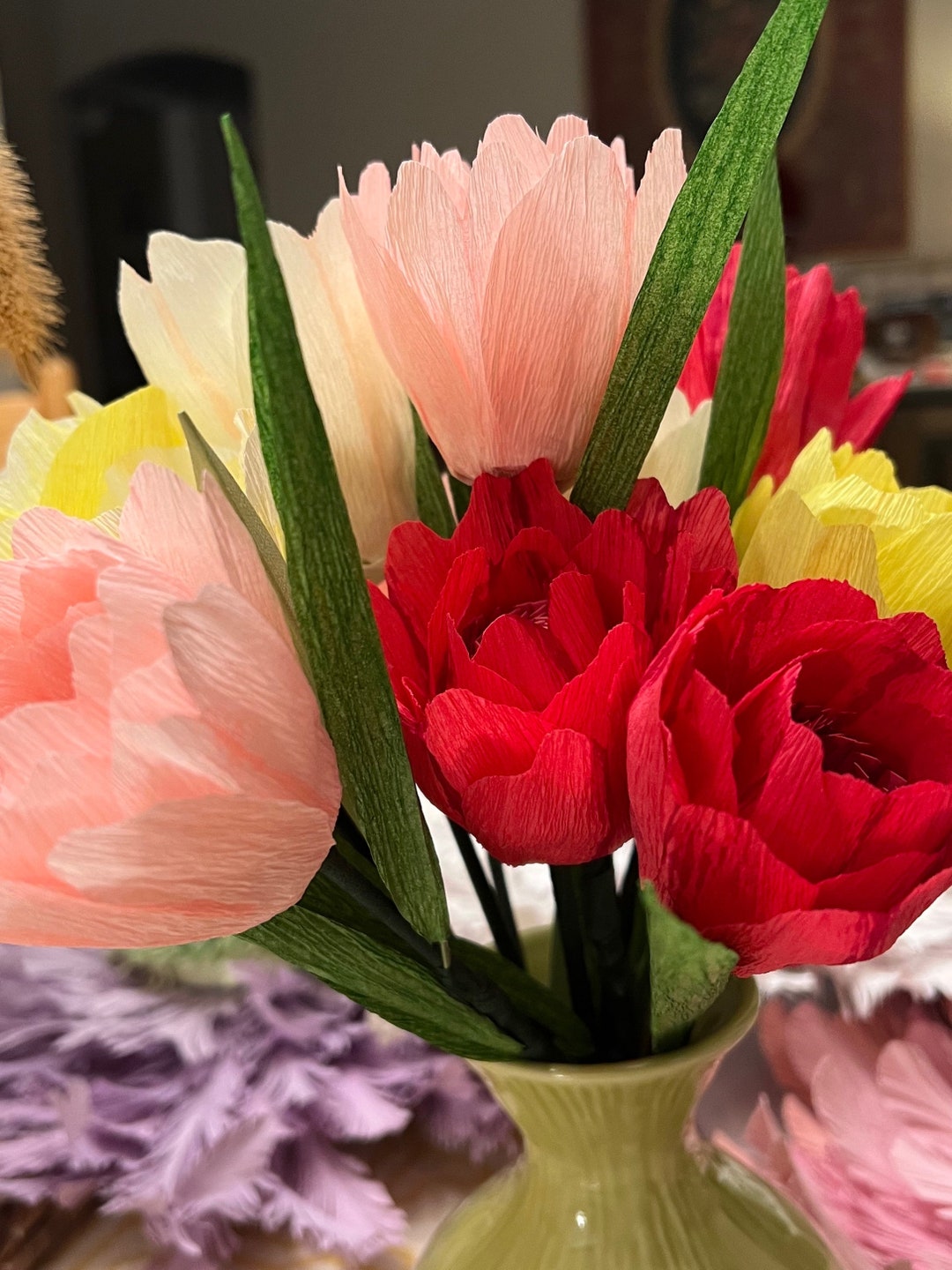 Paper Flower Tulip/paper Flowers/red Paper Tulip/peach Paper Tulip ...