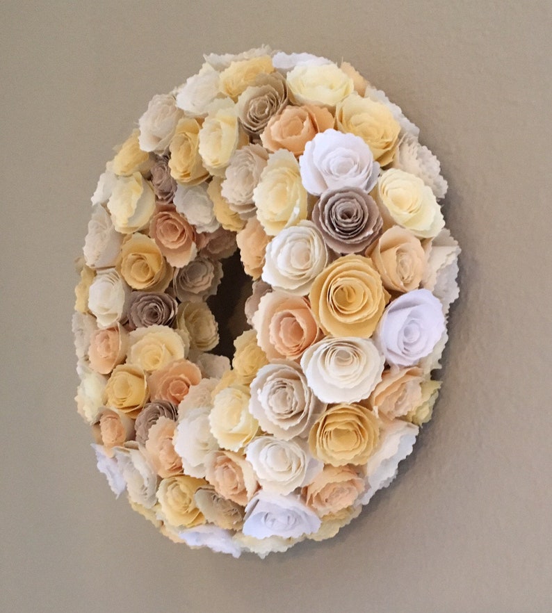 Paper Flower Wreath/cream Paper Flowers/white Paper Flowers/light ...