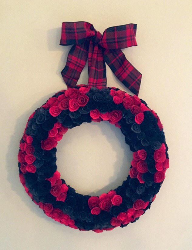Paper Flower Wreath/red Paper Flowers/black Paper | Etsy