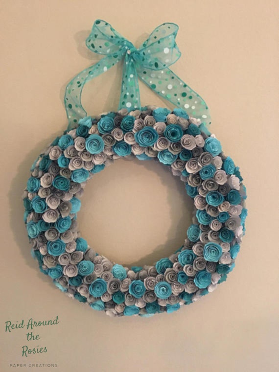 Paper flowers/Agua paper flowers/turquoise paper flowers/gray | Etsy