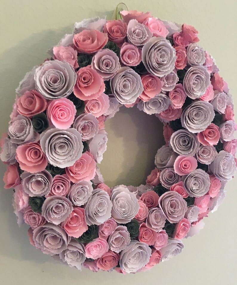 Paper Flower Wreath/rose Paper Flowers/pink Paper - Etsy