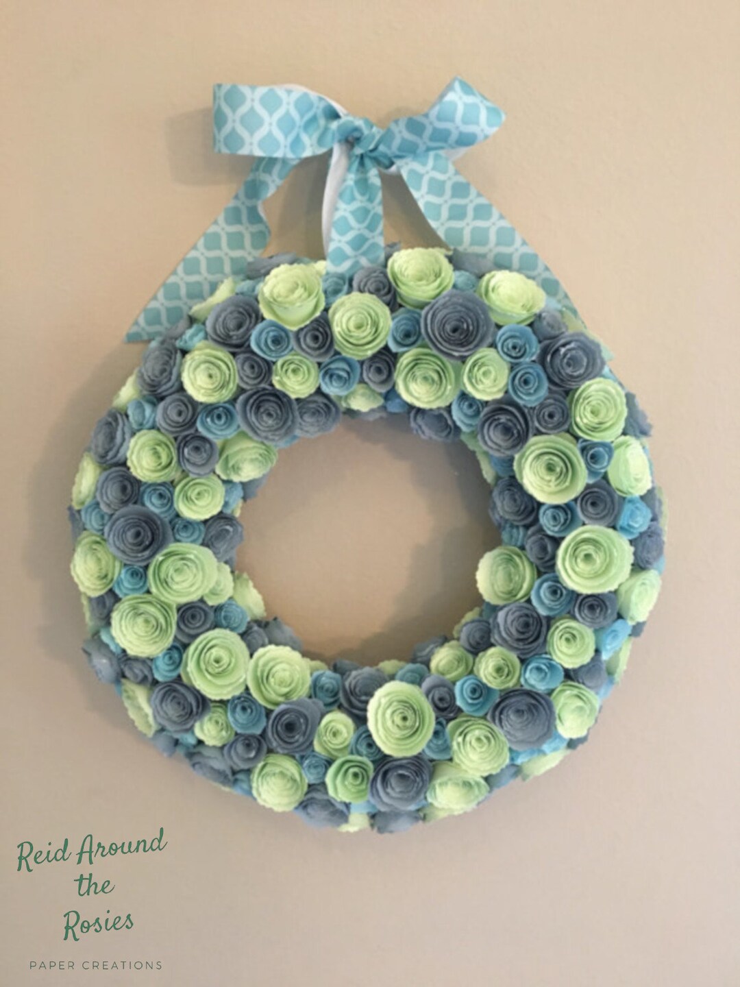 Paper Flowers/ Green Paper Flowers/dusty Blue Paper Flowers /sky Blue ...