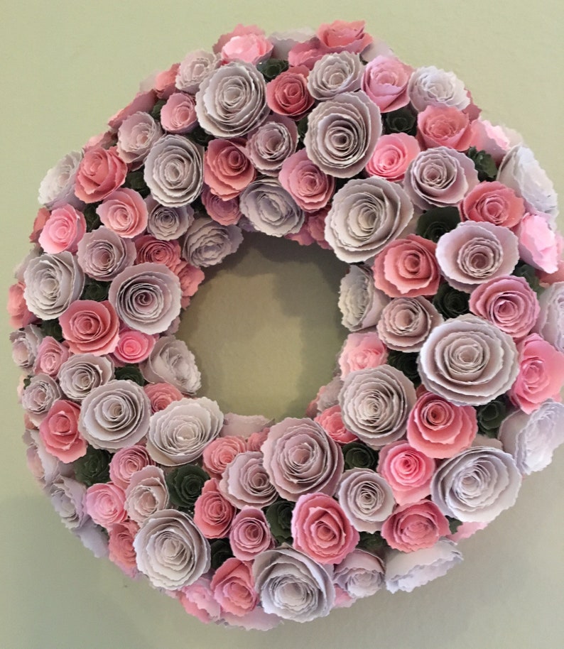 Paper Flower Wreath/rose Paper Flowers/pink Paper - Etsy