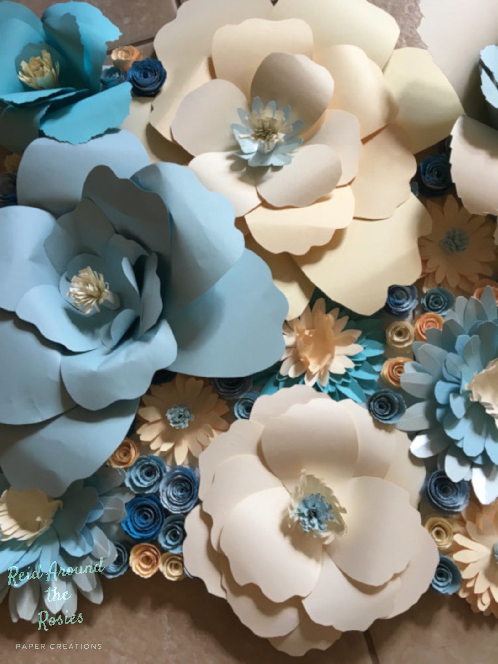 Paper Flowers /large Blue Paper Flowers/large Ivory Paper - Etsy