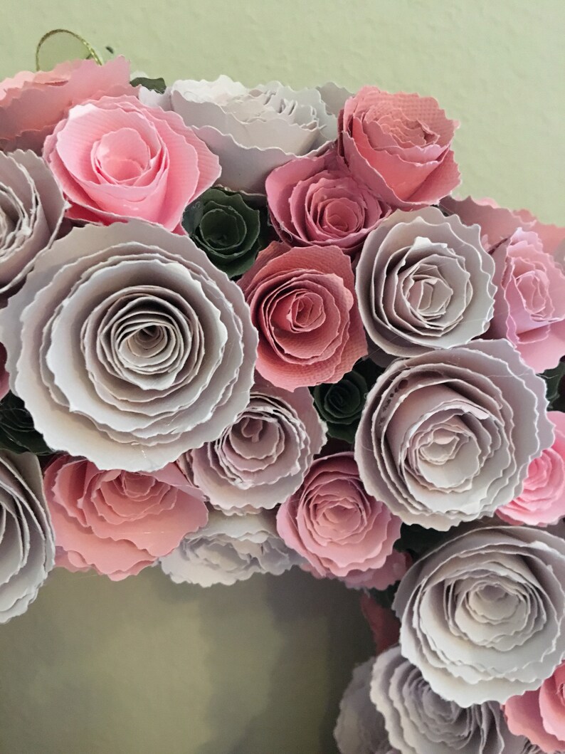 Paper Flower Wreath/rose Paper Flowers/pink Paper - Etsy