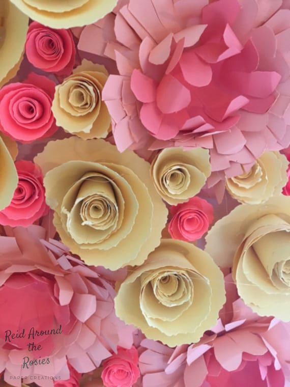Paper Flowers/paper Flower Backdrop/large Peach Pink and - Etsy