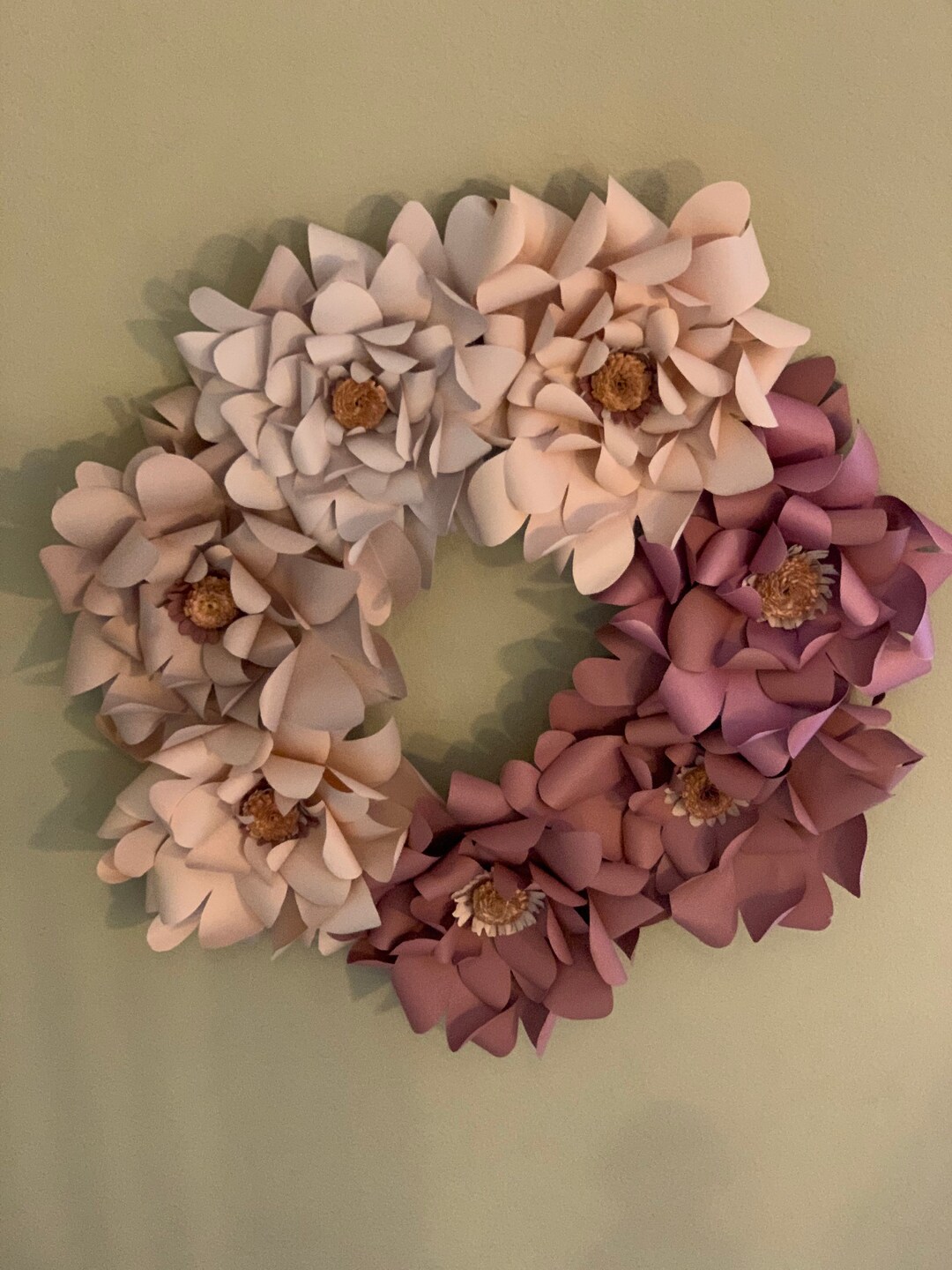 Paper Flowers/paper Flower Wreath/large Paper Flowers/dusty Rose Paper ...