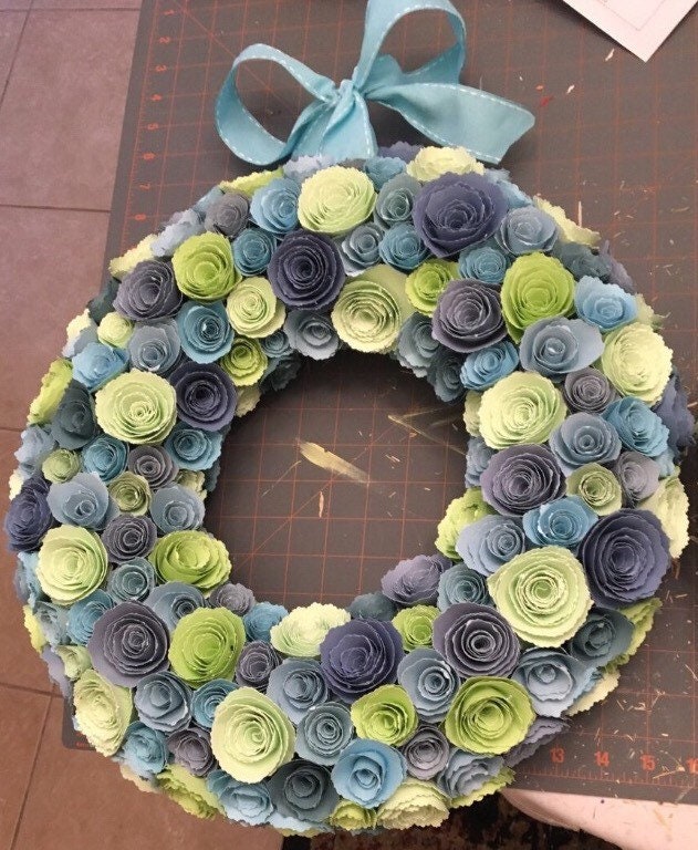 Paper flowers/ green paper flowers/dusty blue paper flowers | Etsy