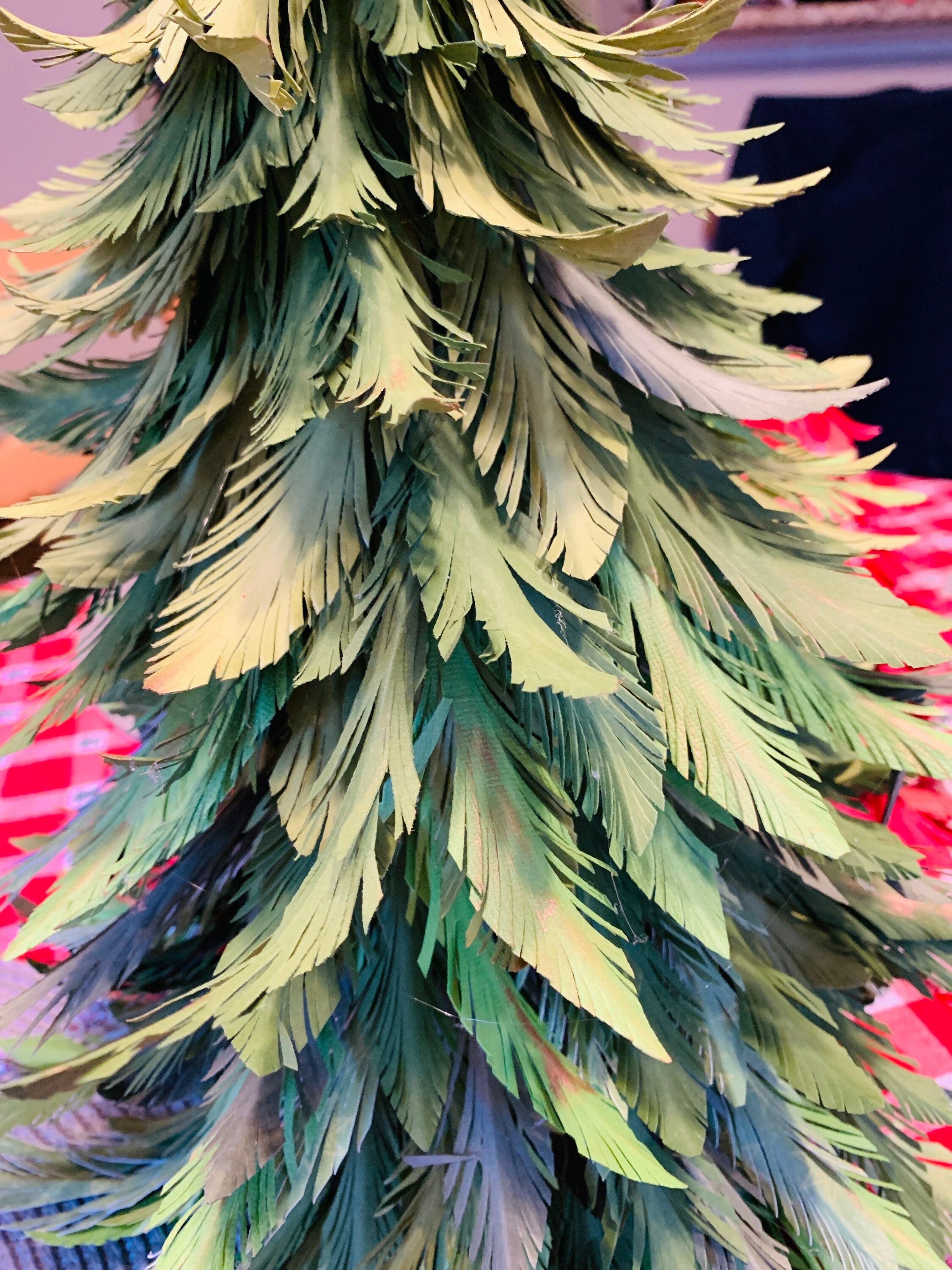 Handmade Paper Feather Christmas Trees: Rustic Holiday Decor, Set of 3 ...