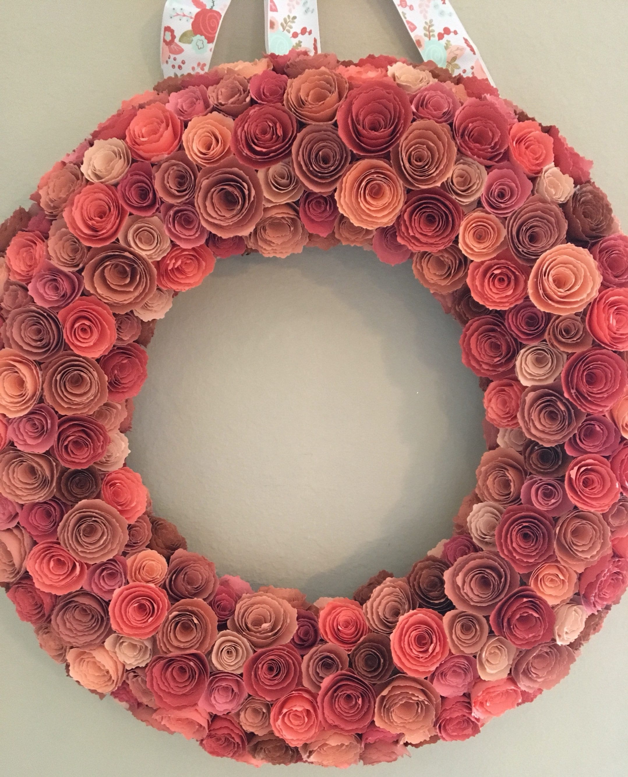 Paper Flower Wreath/coral Paper Flower Wreath/sandy Coral Paper/clay ...