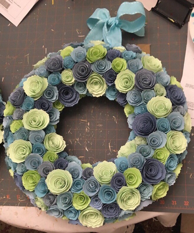 Paper flowers/ green paper flowers/dusty blue paper flowers | Etsy