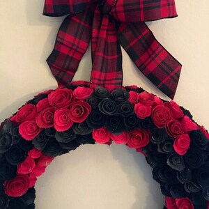 Paper Flower Wreath/red Paper Flowers/black Paper Flowers/cabin Decor ...