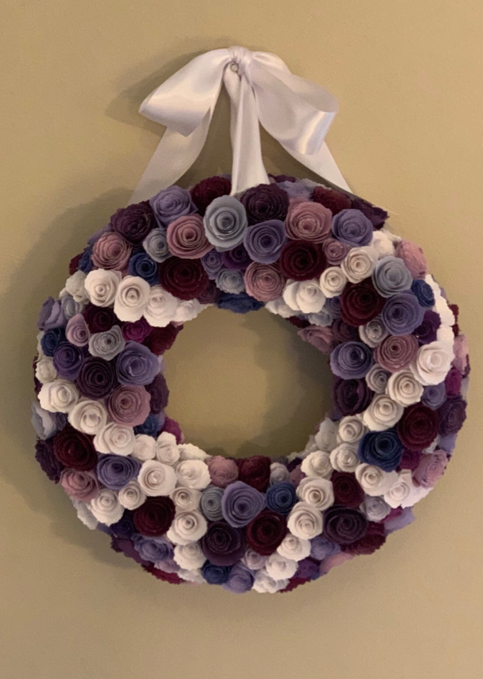 Paper flowers /Paper flower wreath/dark purple paper | Etsy