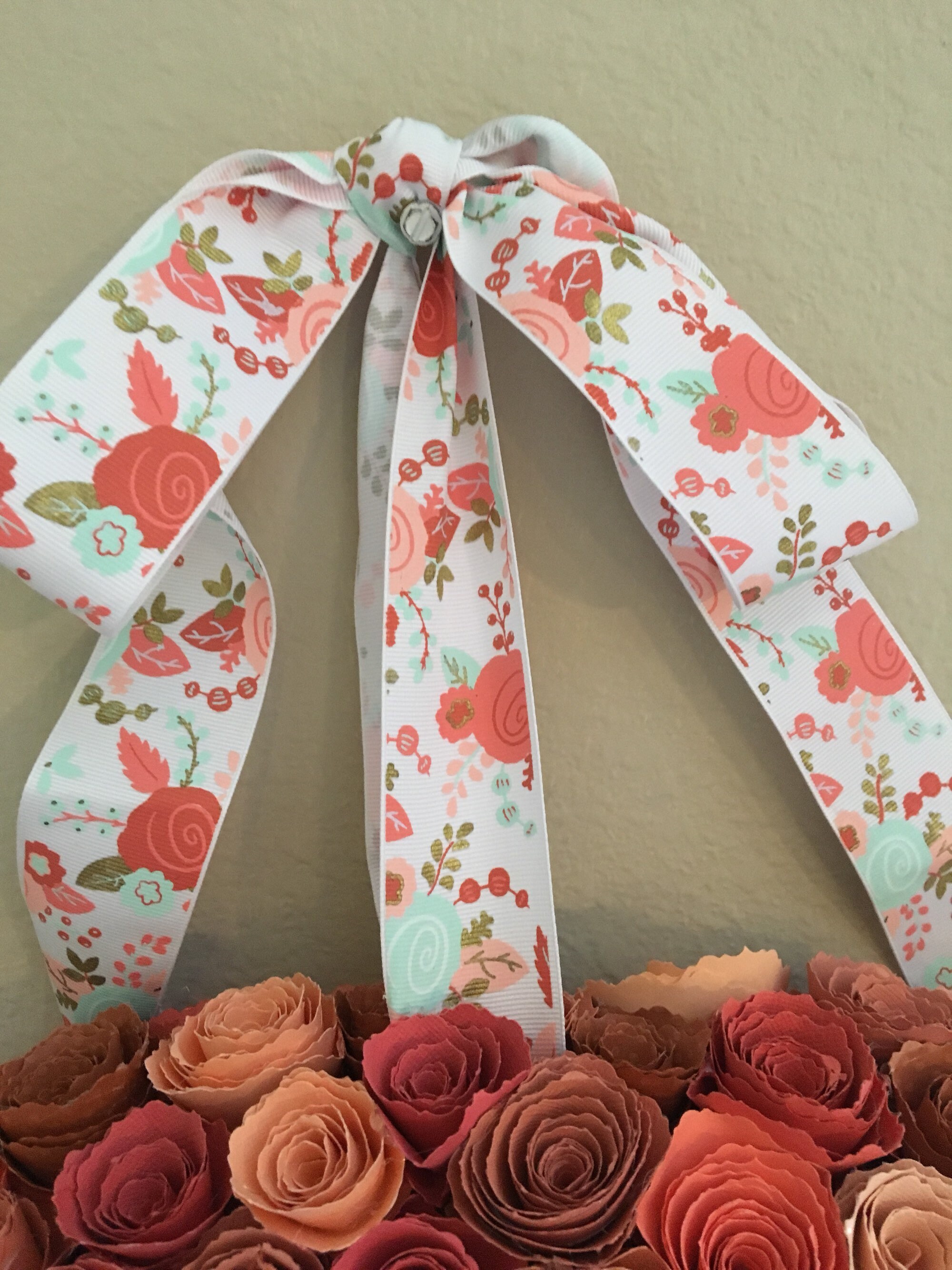 Paper Flower Wreath/coral Paper Flower Wreath/sandy Coral Paper/clay ...