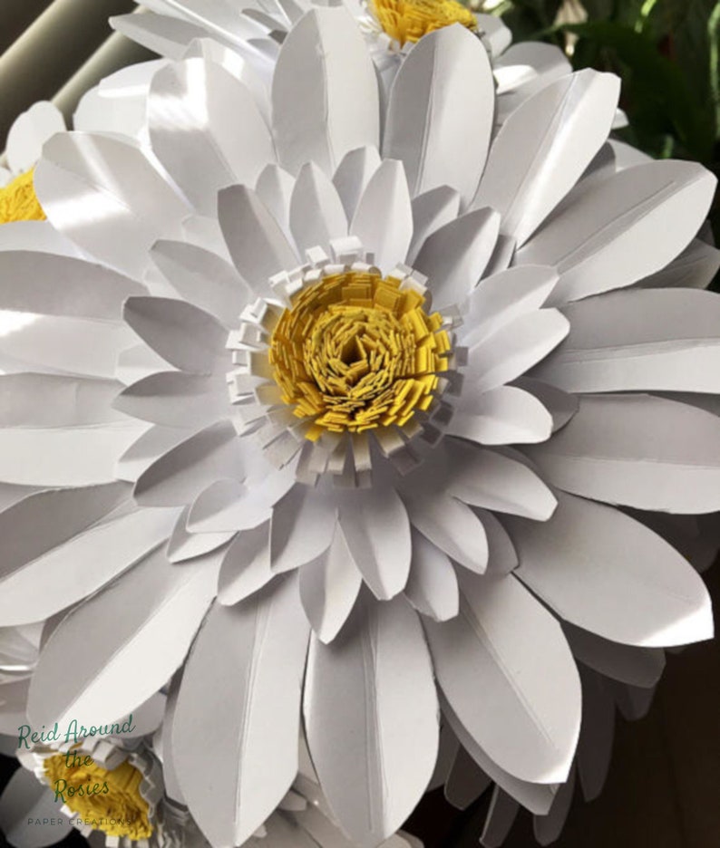 Paper Flowers/white Paper Daisies /yellow Paper Center/stemmed - Etsy