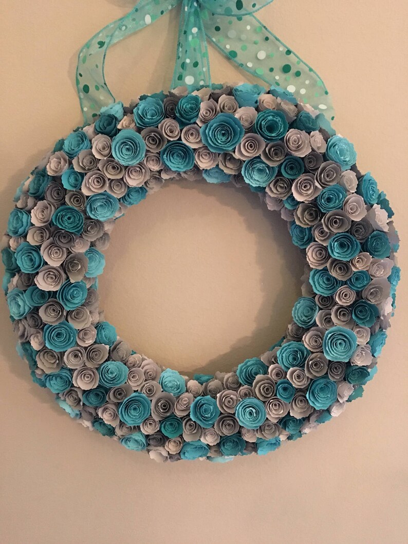 Paper flowers/Agua paper flowers/turquoise paper flowers/gray | Etsy