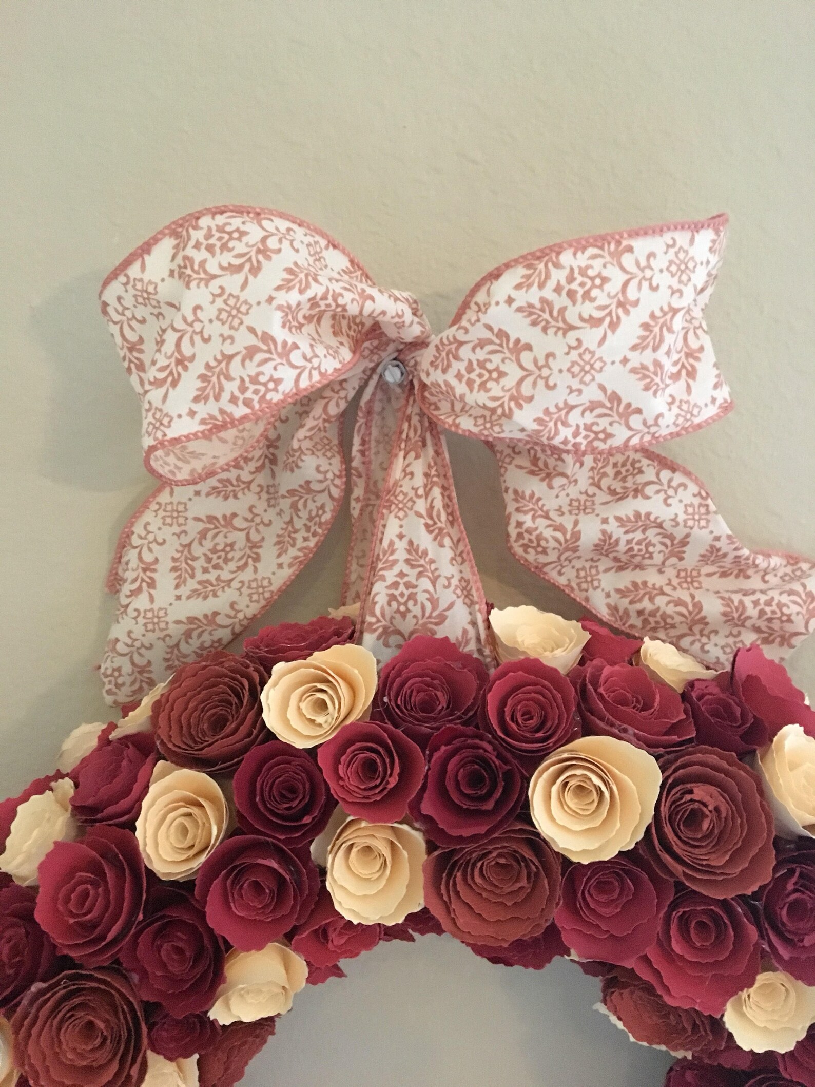 Red Paper Flowers/cream Paper Flowers/dark Red Paper - Etsy