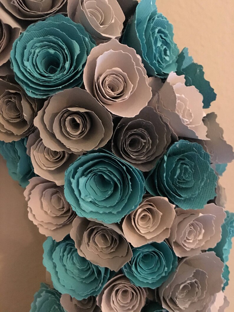 Paper flowers/Agua paper flowers/turquoise paper flowers/gray | Etsy
