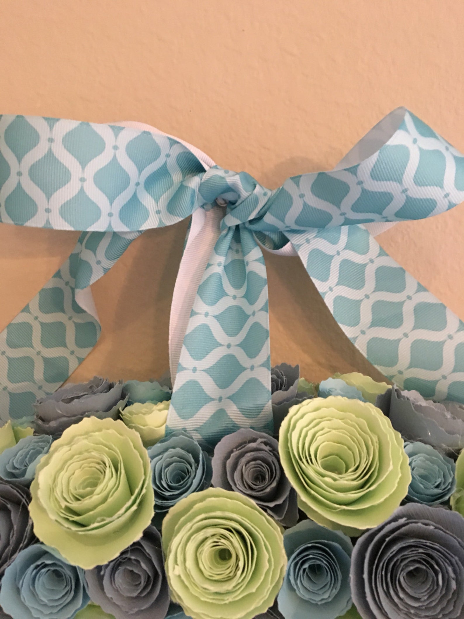 Paper Flowers/ Green Paper Flowers/dusty Blue Paper Flowers | Etsy