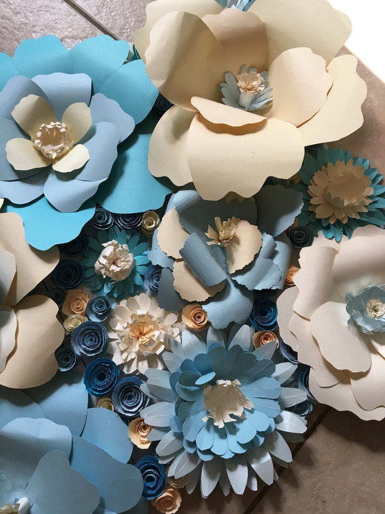 Paper Flowers /large Blue Paper Flowers/large Ivory Paper - Etsy