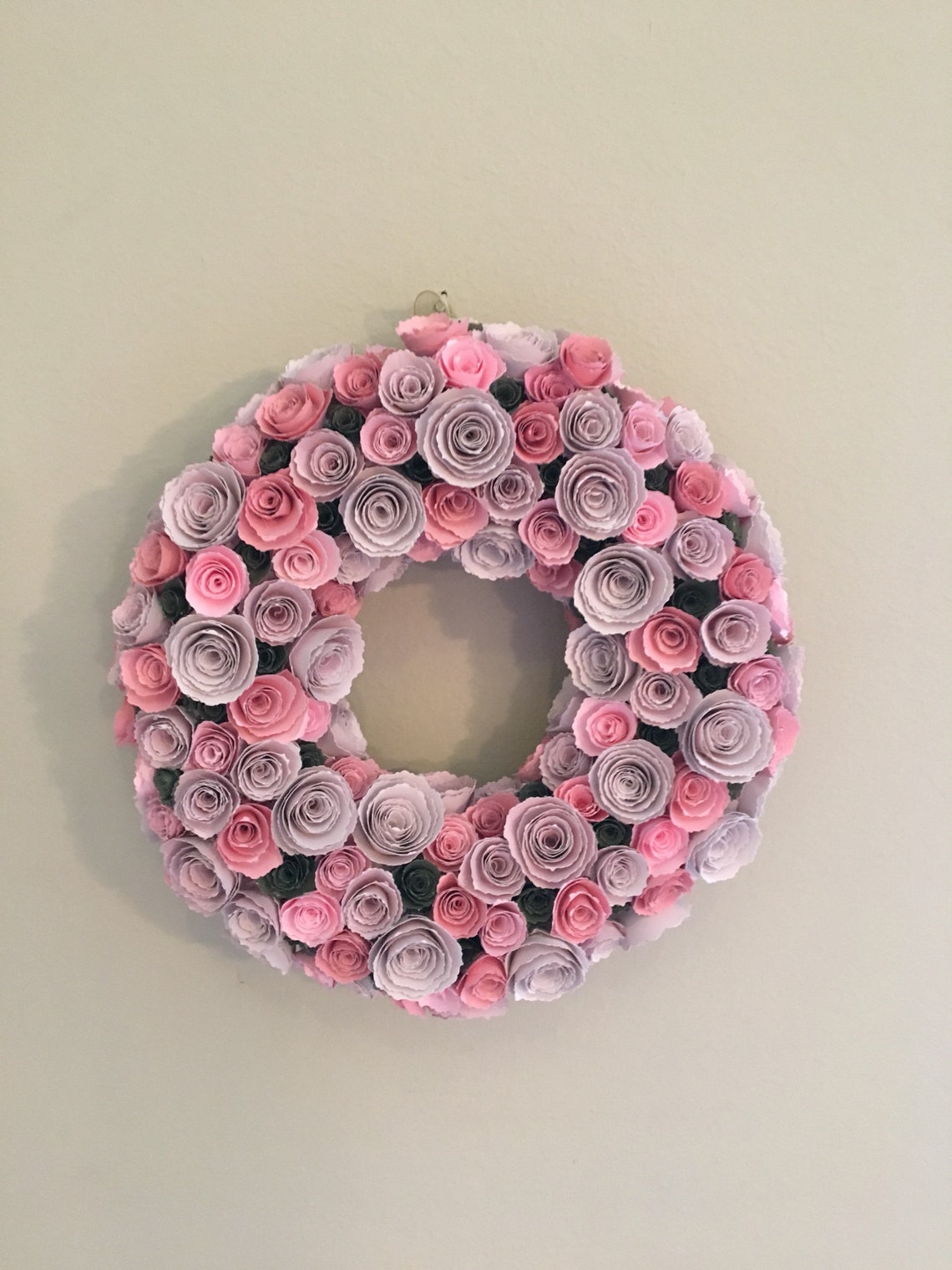 Paper Flower Wreath/rose Paper Flowers/pink Paper - Etsy