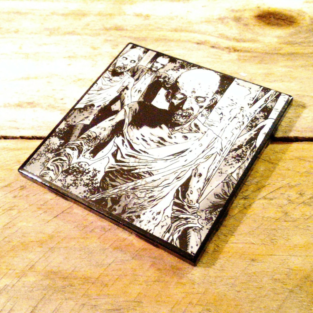 The Walking Dead Zombie Ceramic Tile Comic Book Drink - Etsy