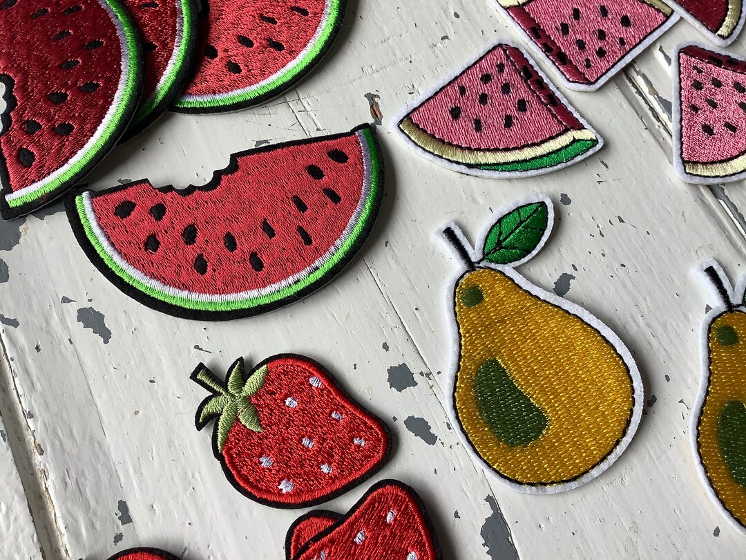 New Cute Fruit Iron on Patch, Strawberry Watermelon Slice Bite Yellow ...