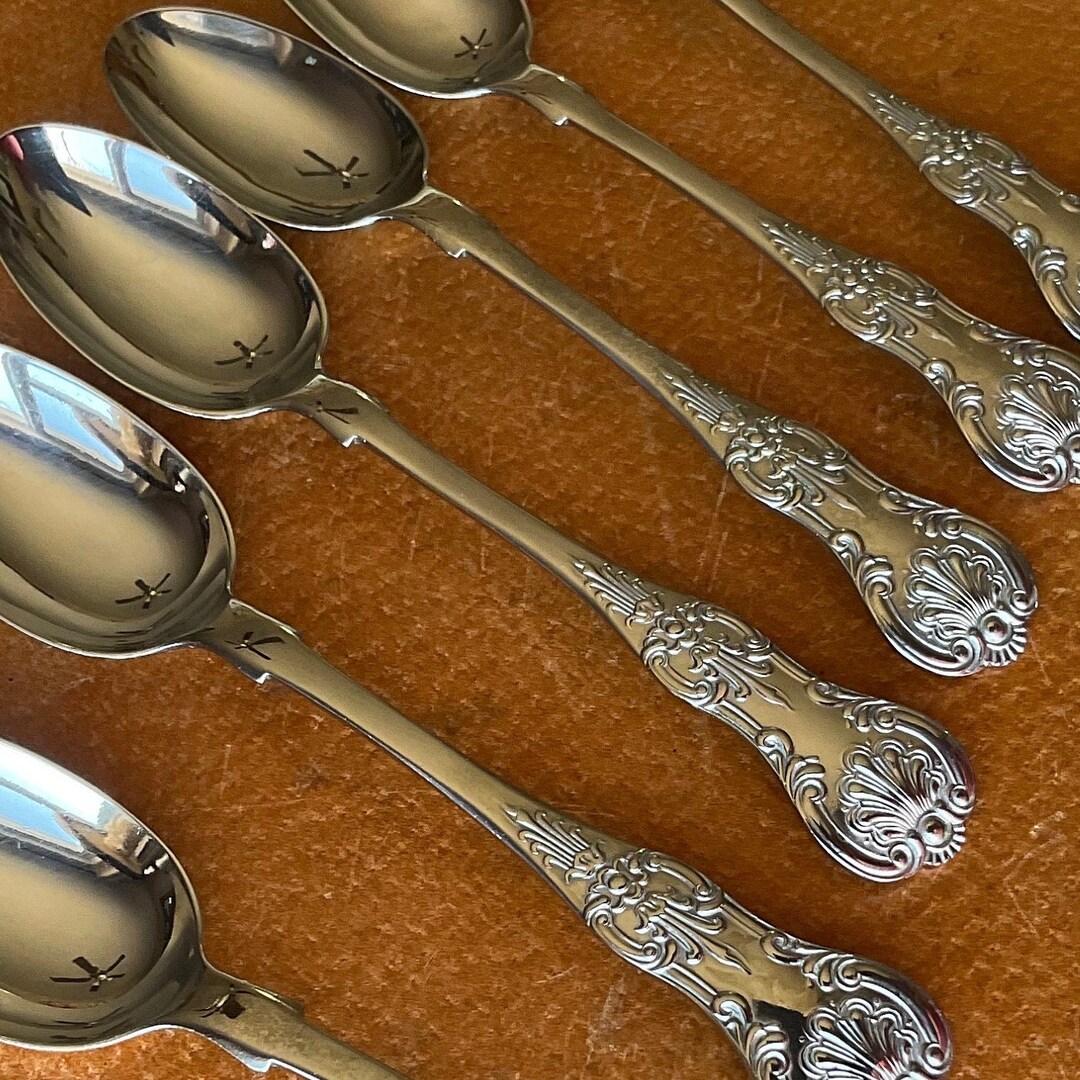 John Round and Son Tea Spoons Set 6 Silver Plated Queens Pattern 6 ...