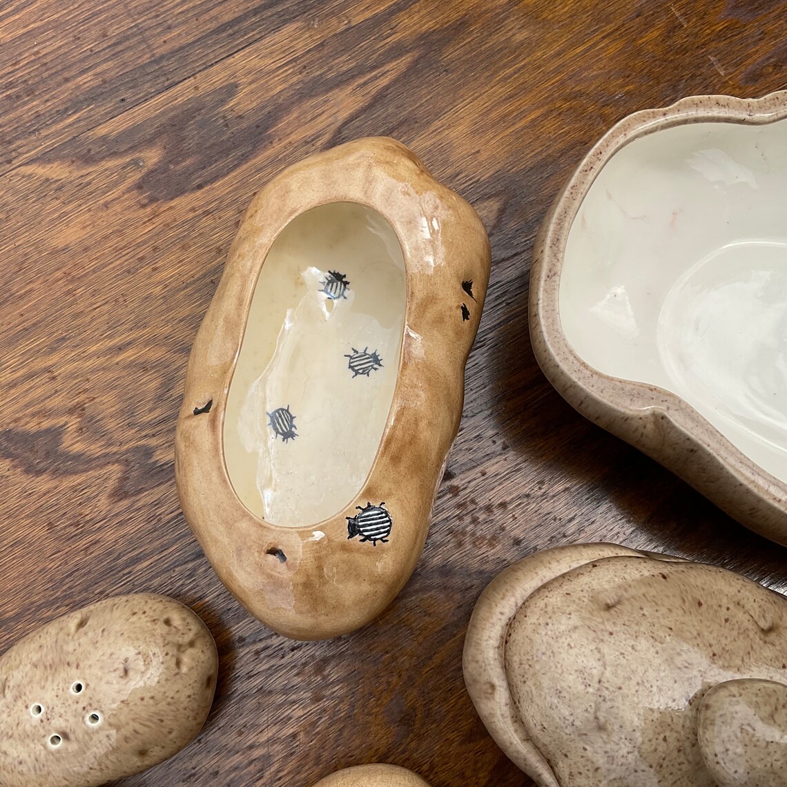 Vintages Ceramic Potato Serving Set 6 Pc Lot 70s 80s Baked Mashed ...