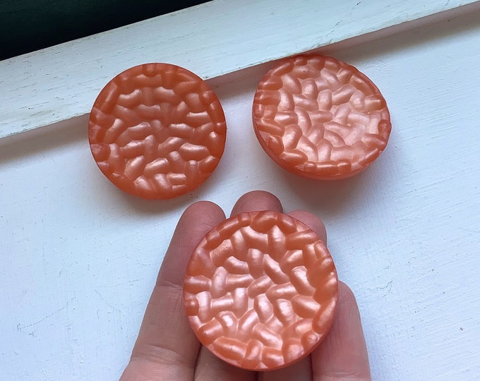 Big Pink Replacement Coat Buttons 3 Large Bumpy Satin Peach Matching ...