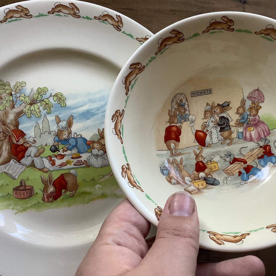 Bunnykins Bowl and Plate Set Royal Doulton Baby Kids Pair of Two ...