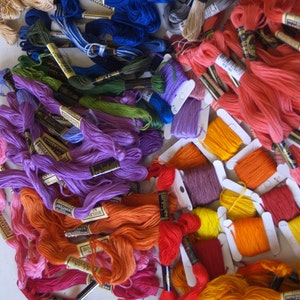 Embroidery Thread Floss Lot of 25 Skeins Vintage and New Many Different ...