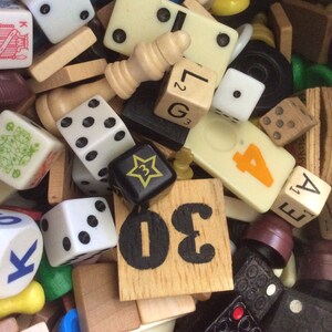 Game Pieces, Big Lot of 80 Mixed Vintage Dominoes Dice Pawns Chess ...