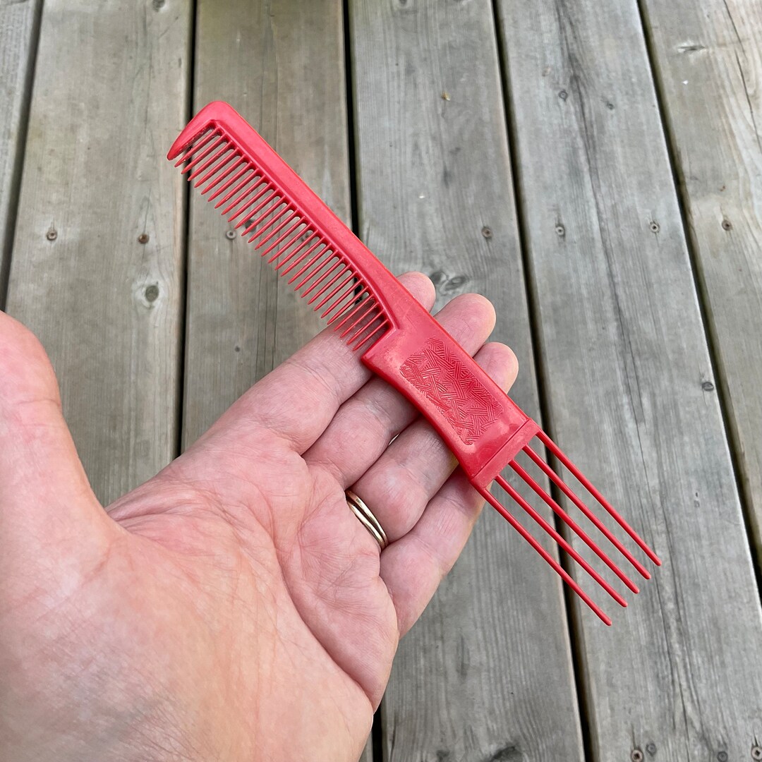 Vintage Goody Comb and Lift Combo Tool Afro Pick Red USA Dual Ended for ...