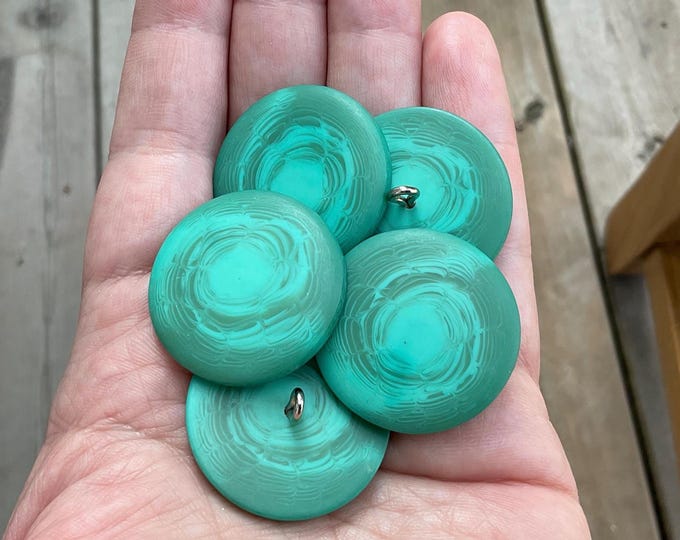 Green Replacement Coat Buttons Set 5 Large Marble Swirl Round Vintage ...