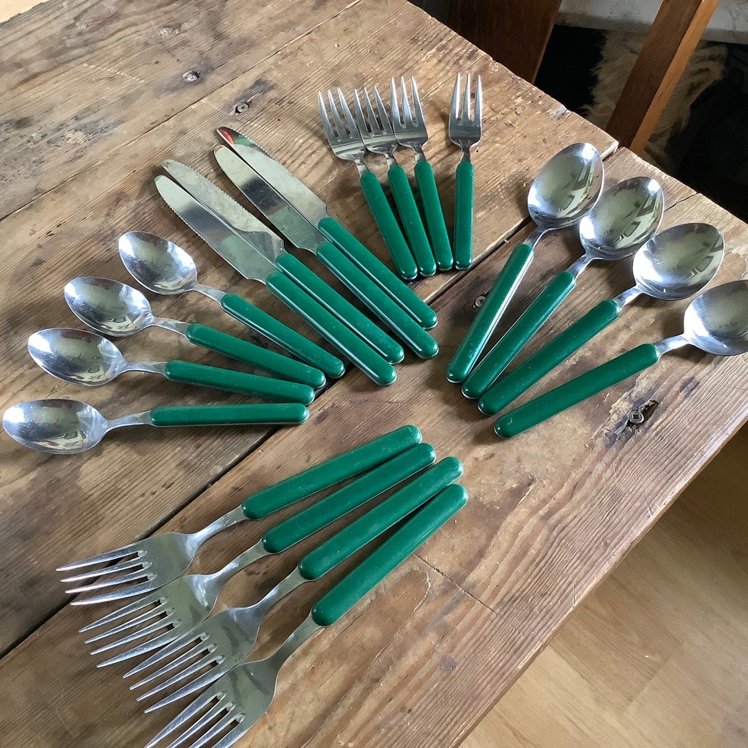 Retro Green Cutlery Set 90s Vintage Wiltshire 20pc Knives and - Etsy
