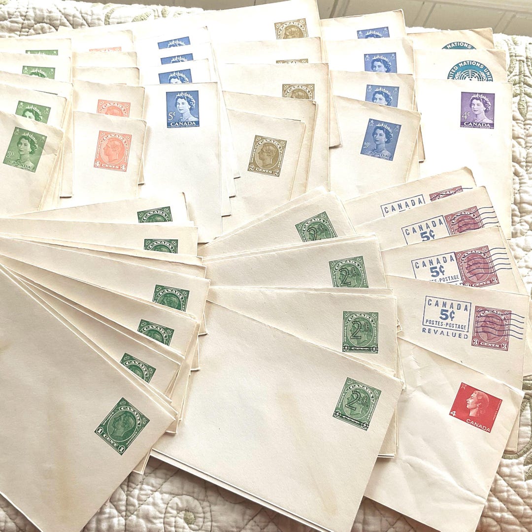 Vintage Prepaid Envelopes Canadian Postage Lot 55 Pc Variety of 11 ...