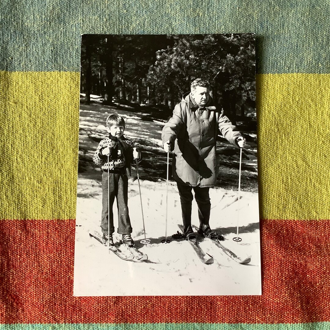 Vintage Sports Photo, 70s Father and Son Skiing Winter Adventure ...