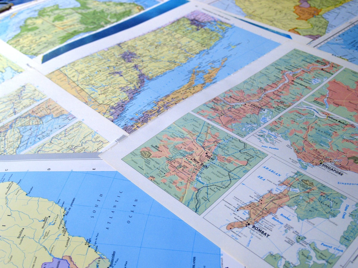 Vintage Atlas Maps Lot 17 Pages for Journals Craft Collage - Etsy Canada