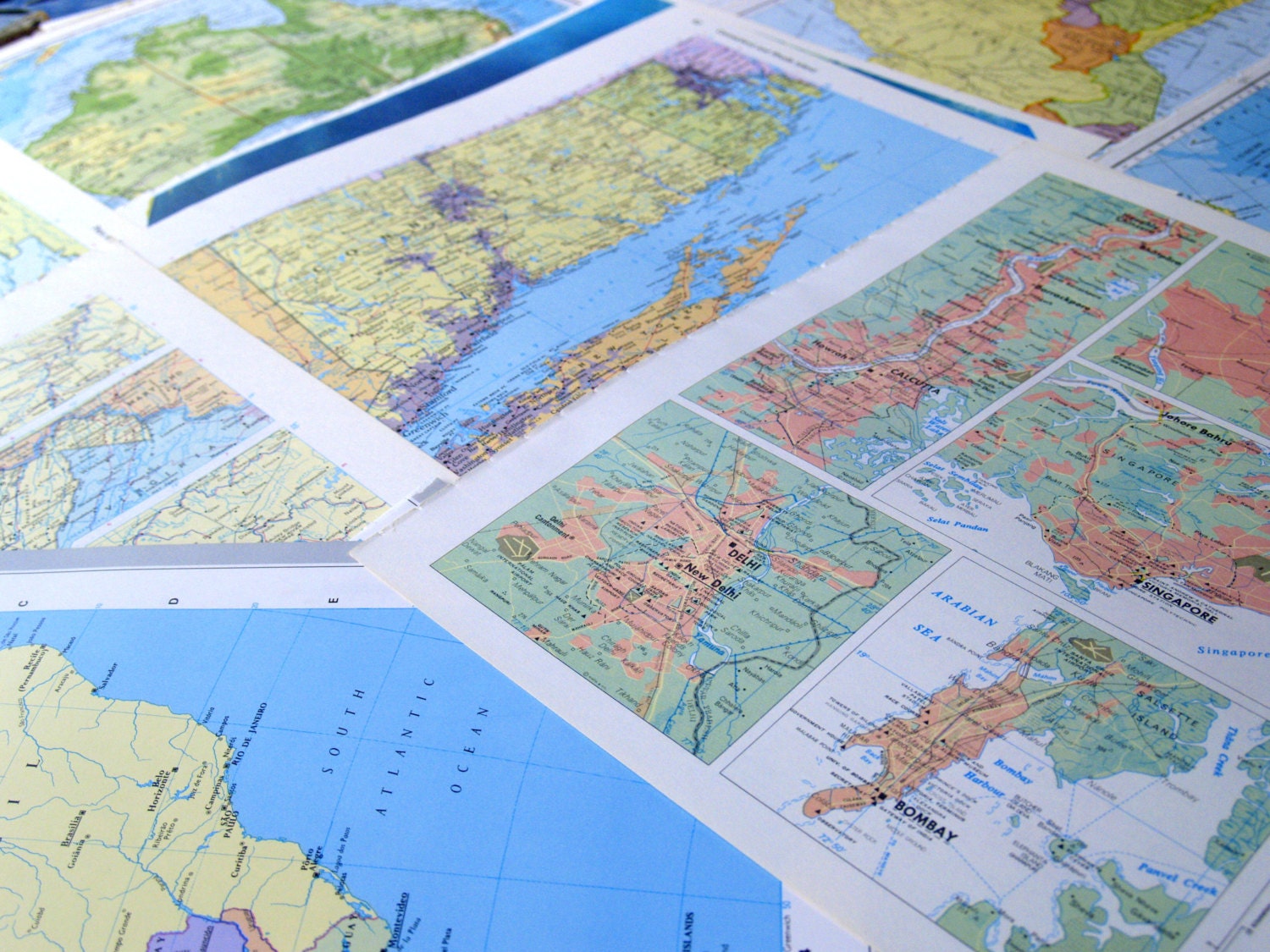 Vintage Atlas Maps Lot 17 Pages for Journals Craft Collage - Etsy Canada