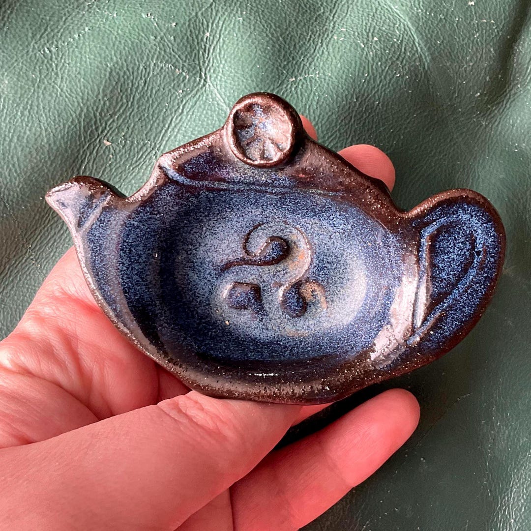 Ceramic Tea Bag Holder Shaped Like a Tea Pot Mini Tiny Small Handmade ...