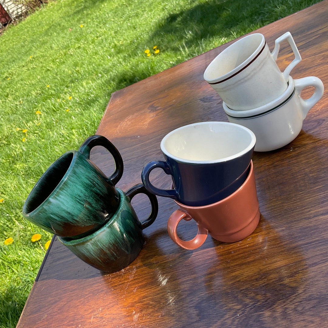 Short Ceramic Mugs Mix Lot 6 Mcm 60s 70s Instant Collection Mismatched ...