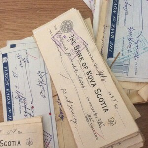 Vintage Cheques 30 Mixed Color 1950s Canadian Campbells Bay Quebec With ...