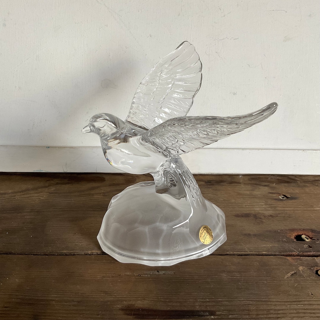 French Genuine Lead Crystal Dove in Flight Figurine or Paper Weight ...