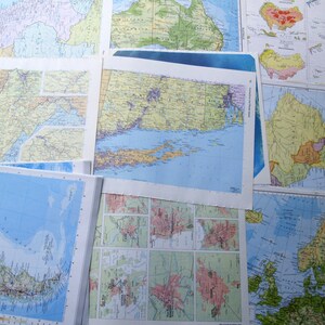 Vintage Atlas Maps Lot, 17 Pages for Journals Craft Collage, Paper Junk ...