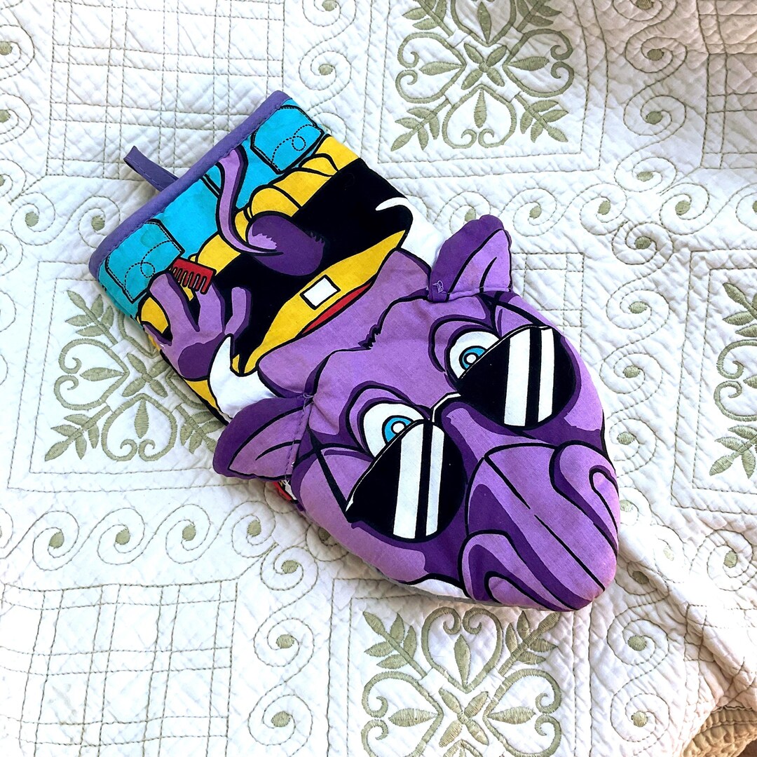 80s Purple Dragon Bull Oven Mitt Vintage Cartoon Character 90’s Gremlin ...